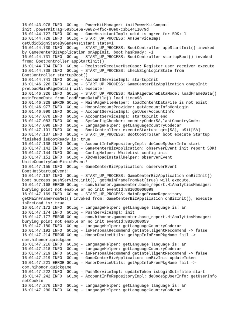 GameCenter Startup Log Analysis | PDF | Computing | Software