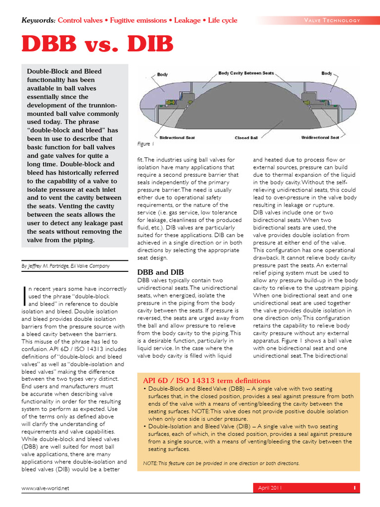 DBB Vs DIB | PDF | Valve | Chemical Engineering