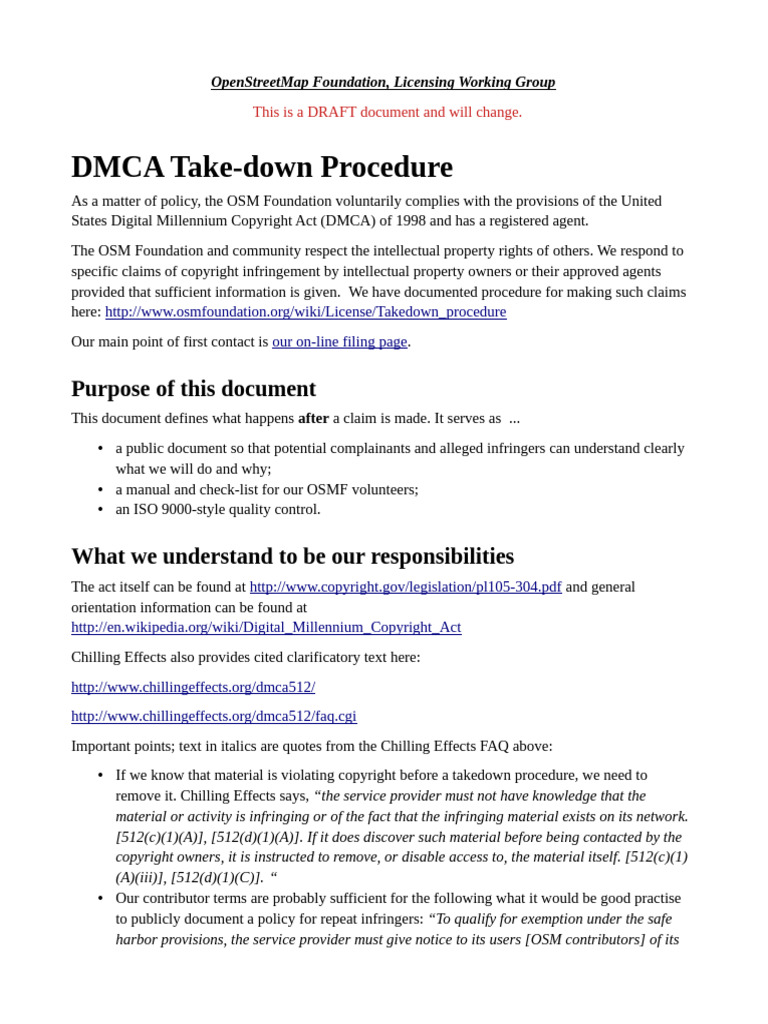 DMCA Take-Down Procedure | PDF | Online Copyright Infringement ...