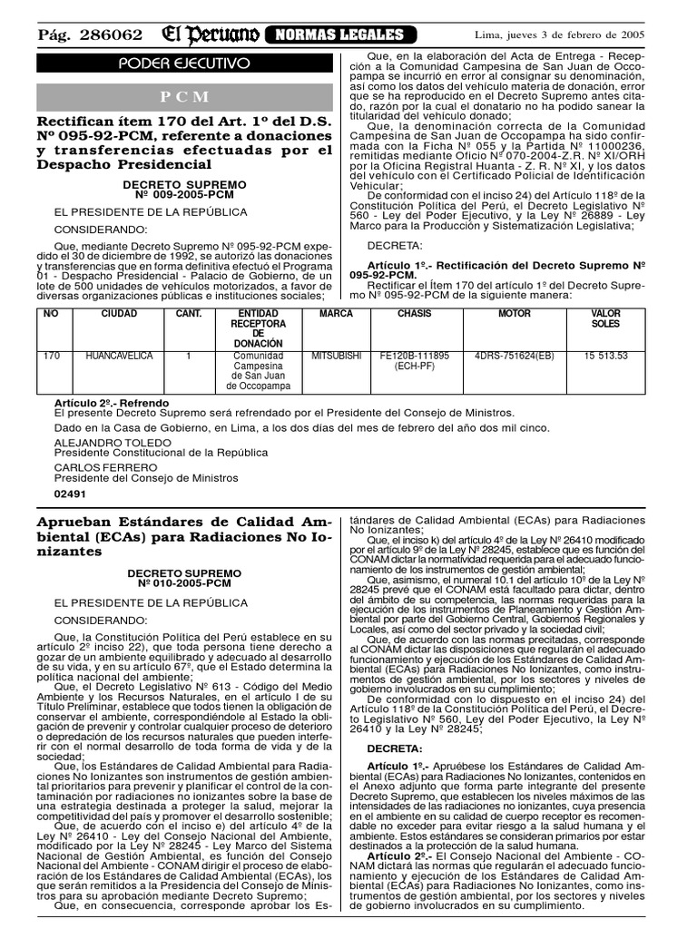 DS-010-2005-PCM Rni | Descargar gratis PDF | Radiación | Hertz