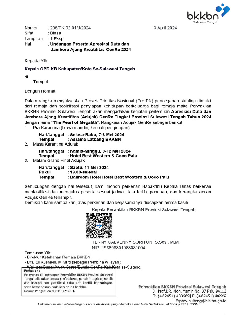 Undangan Jambore GenRe 2024 Sulteng | PDF