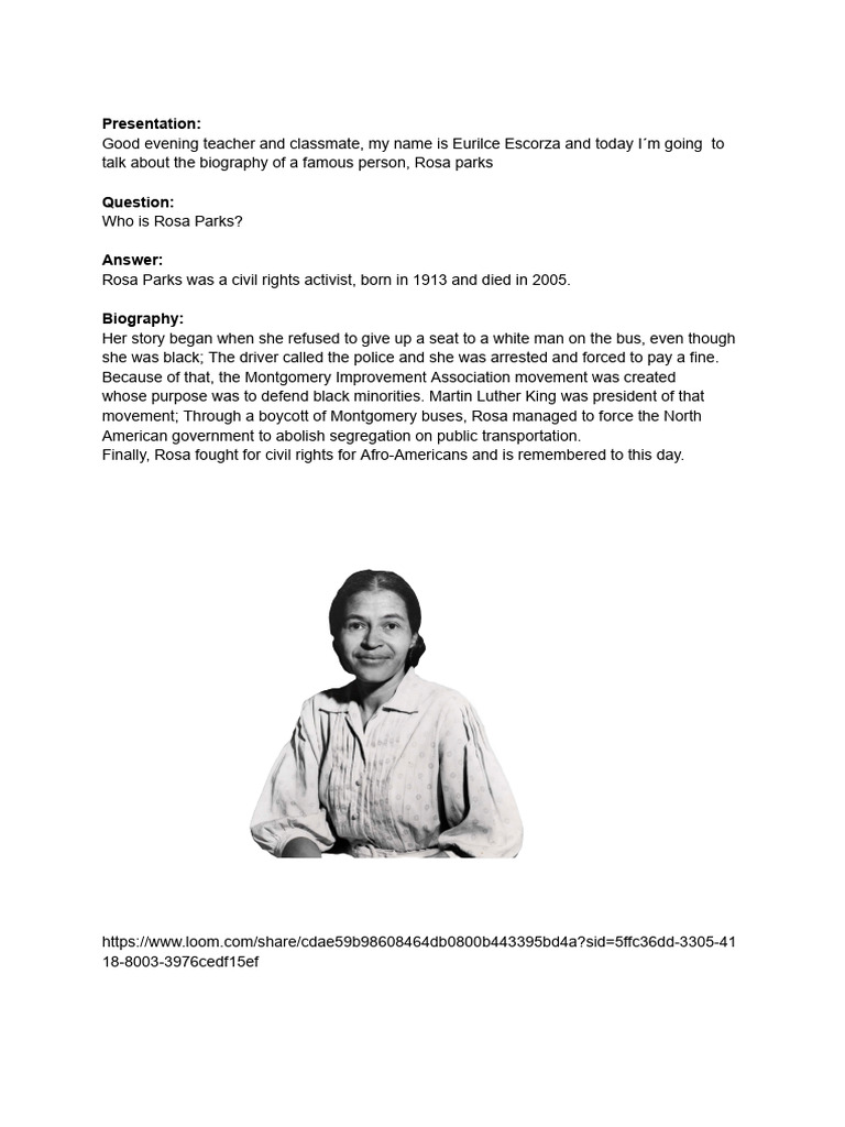 Writing- rosa parks | PDF