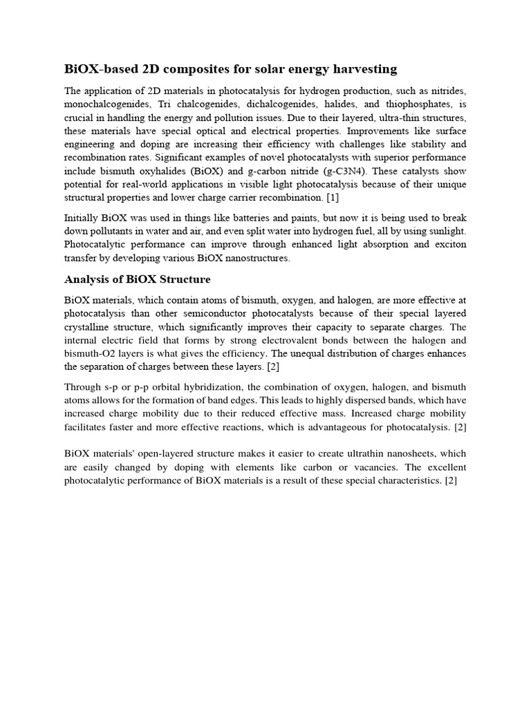 BiOX-based Photocatalysts For Solar Harvesting and Dual Applications ...