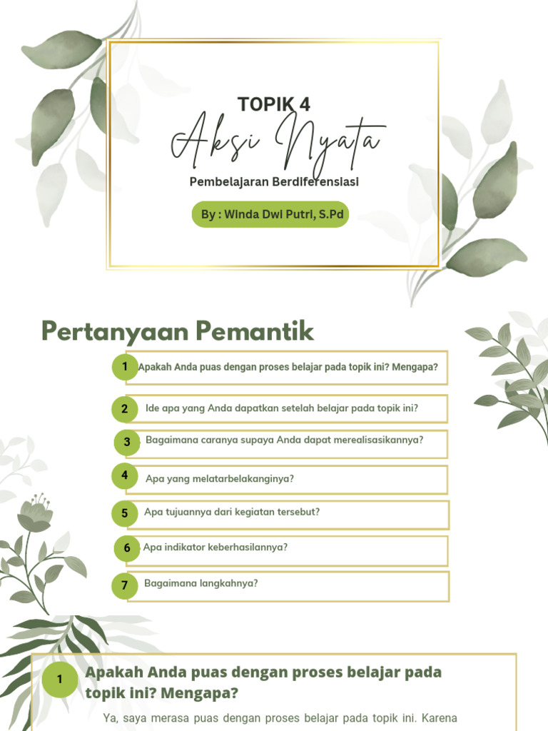Topik 4 Aksi Nyata - Pembelajaran Berdiferensiasi | PDF Topik 4 Aksi Nyata - Pembelajaran Berdiferensiasi | PDF
