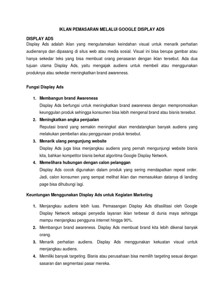 Strategi Iklan Google Display Ads | PDF