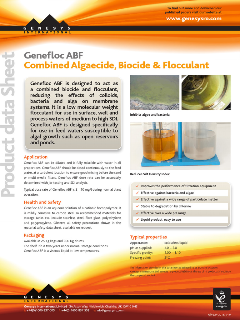 Genesys ABF | PDF | Water | Filtration