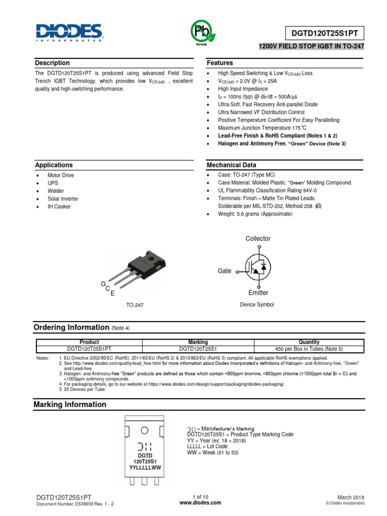 1200V Field Stop IGBT TO-247 Datasheet | PDF | Electrical Engineering ...