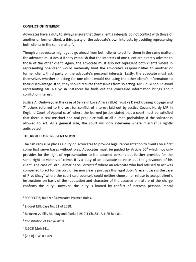 Conflict of Interest | PDF | Conflict Of Interest | Advocate