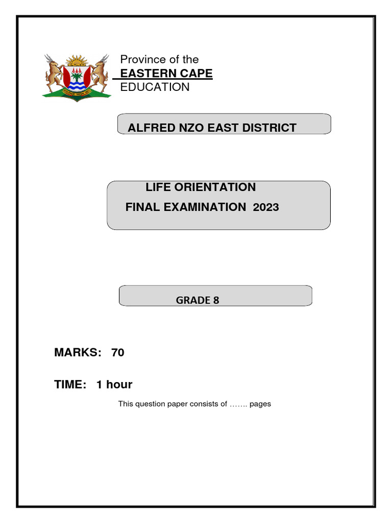 2023 Lo Grade 8 Final Exam Final 17 October 2023 | PDF | Learning Styles | Learning