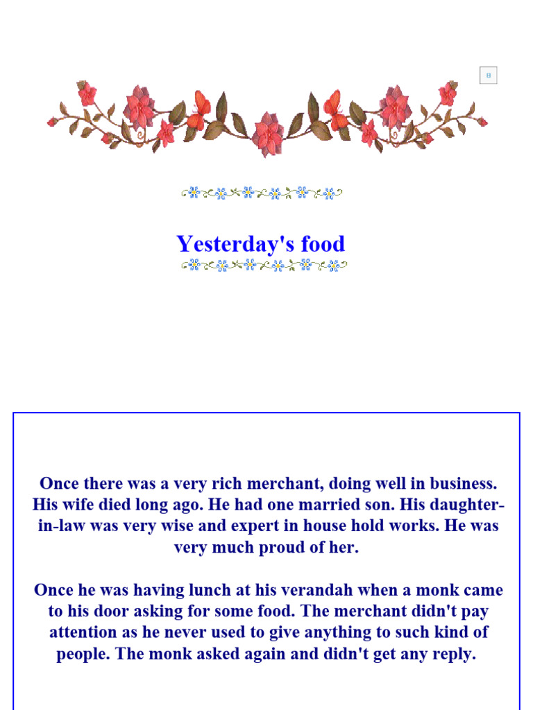 Yesterday's Food | PDF