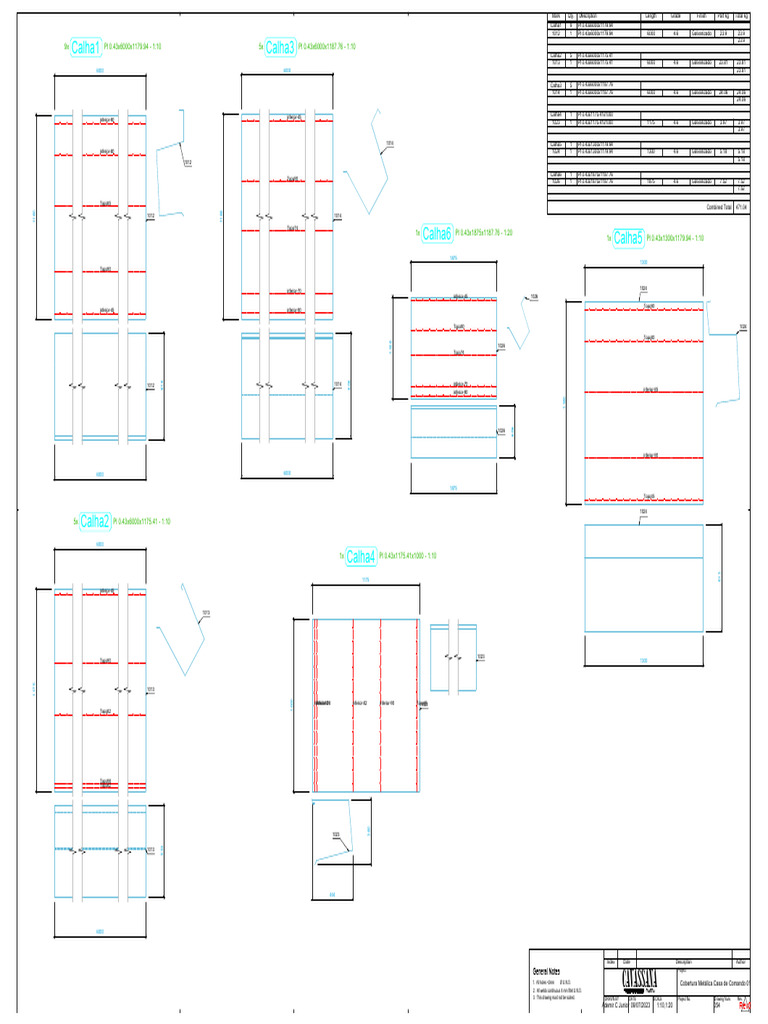 Sheet 054 Calhas CM01 - A1-A1 Advance Steel | PDF | Steel | Mechanical Engineering