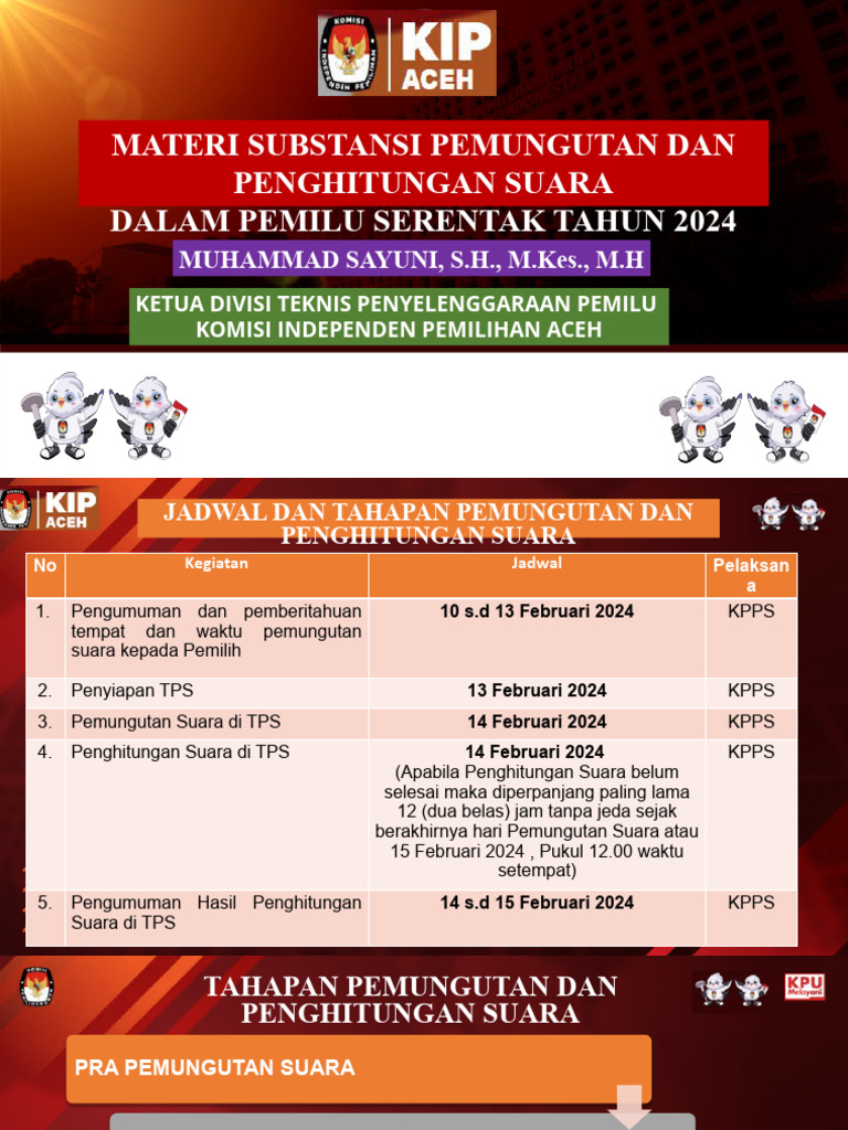 Subtansi Materi Pungut Dan Hitung Pemilu Tahun 2024. | PDF