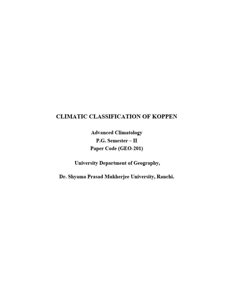 Climatic Classification of Koppen | PDF | Temperate Climate | Oceanic ...