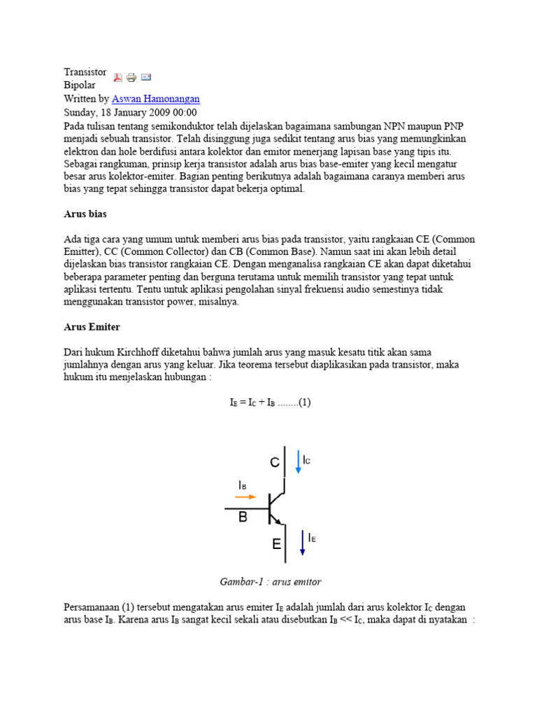 Cara Kerja dan Bias Transistor CE | PDF