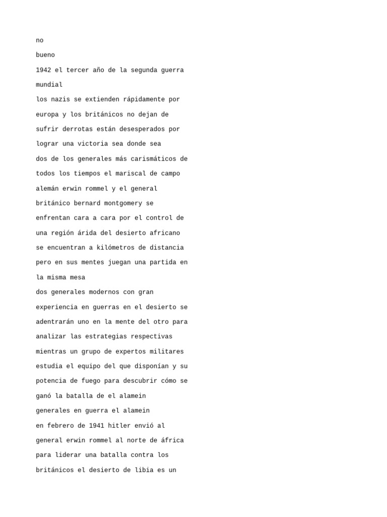 (Spanish (Auto-Generated) ) Generales en Guerra 1 - 6 - El Alamein (DownSub - Com) | PDF | Erwin ...