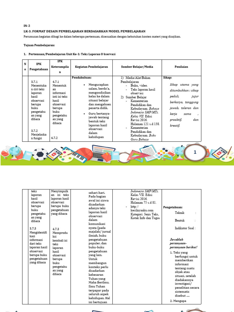 Tugas LK.3 Format Desain Pembelajaran | PDF