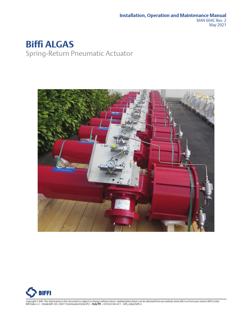 Manual Biffi Algas Spring Return Pneumatic Actuator Man 604c en Us 6470064 | PDF | Valve | Actuator
