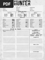 Hunter: The Reckoning 5E Character Sheet | PDF | Role Playing Games