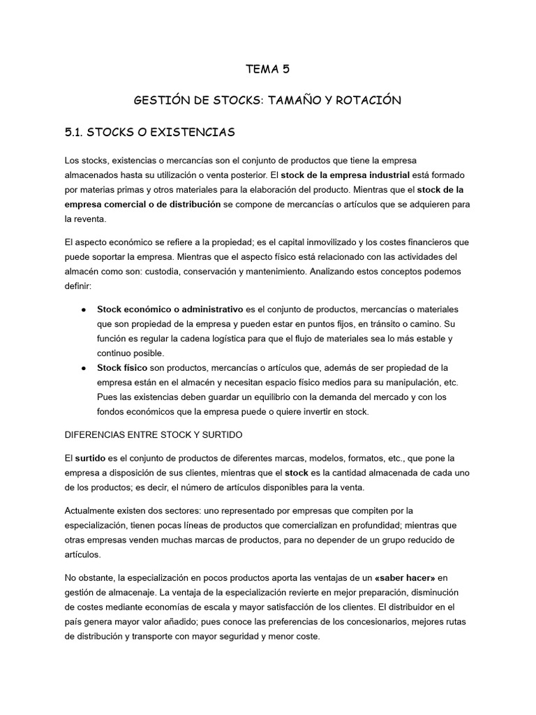 Gestión de Stocks: Tipos y Estrategias | PDF | Business | Obtención