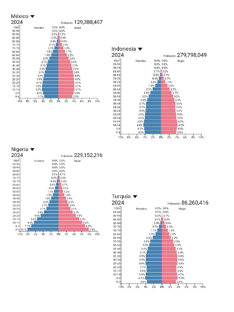 Pirámides De Población Mint México Indonesia Nigeria Turquía 2024