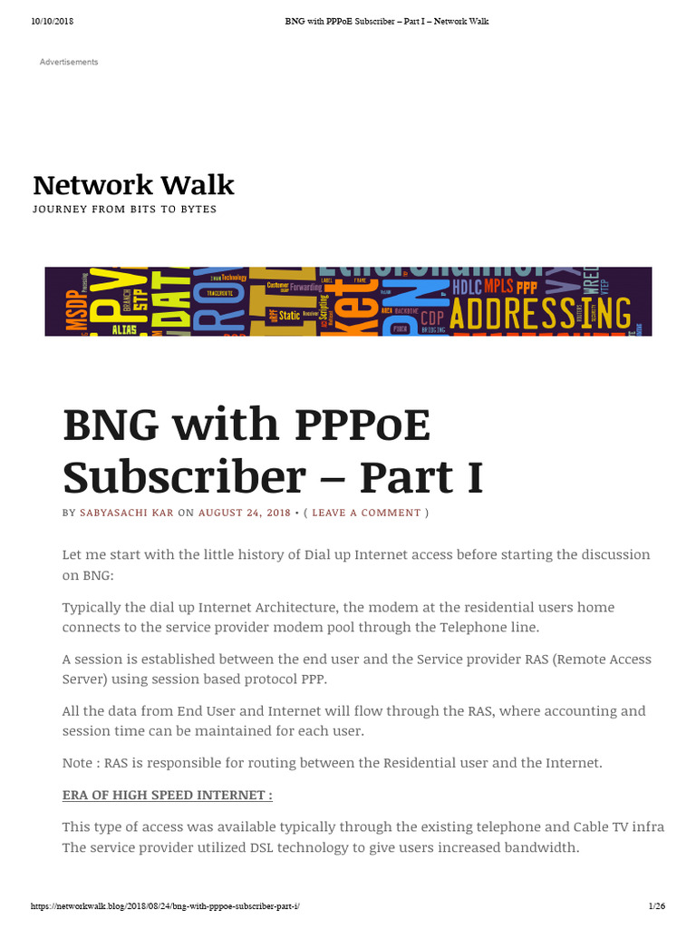 BNG With PPPoE Subscriber - Part I - Network Walk | PDF | Computer ...