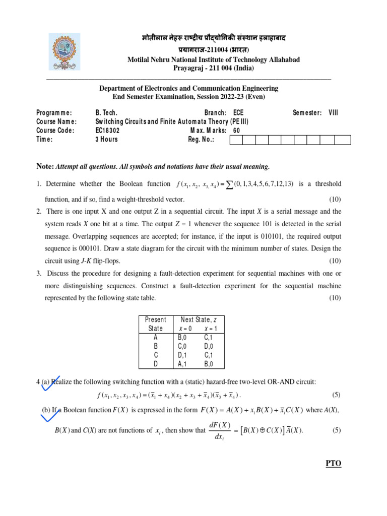 B. Tech. ECE VIII Sem End Semester Question Paper EC 18302 2022-23 ...