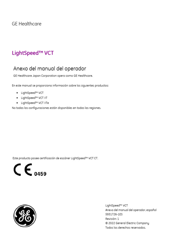 LightSpeed VCT Operator Manual Addendum - UM - 5931726-1ES - 1 | Descargar gratis PDF ...
