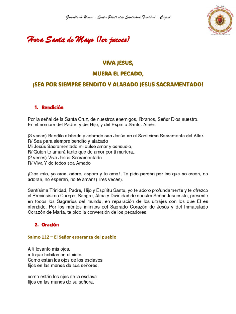 Hora Santa de Mayo - Cajicá | PDF | eucaristía | Ángel