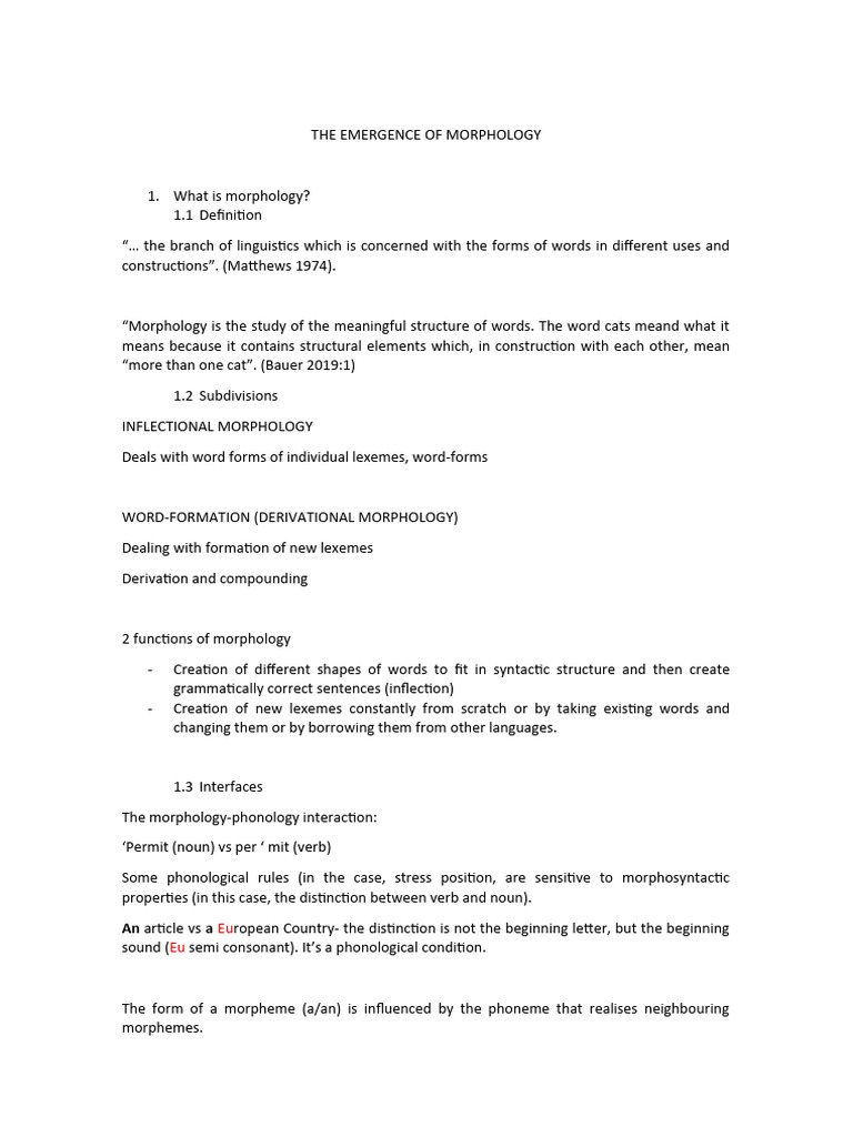 Understanding Morphology in Linguistics | PDF | Morphology (Linguistics) | Word