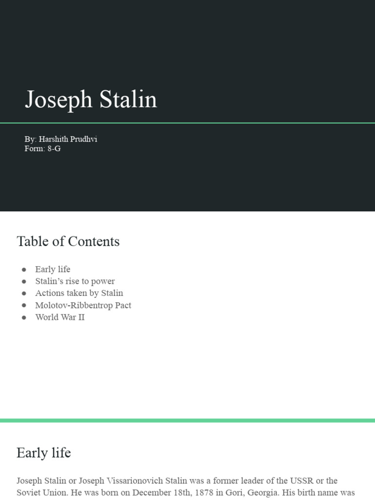 Joseph Stalin by Harshith Prudhvi | PDF | Joseph Stalin | Soviet Union