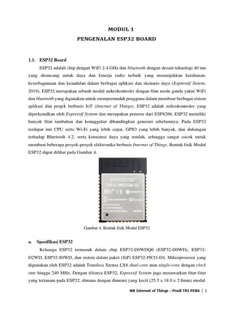 Praktek Modul 1 Pengenalan ESP32 | PDF
