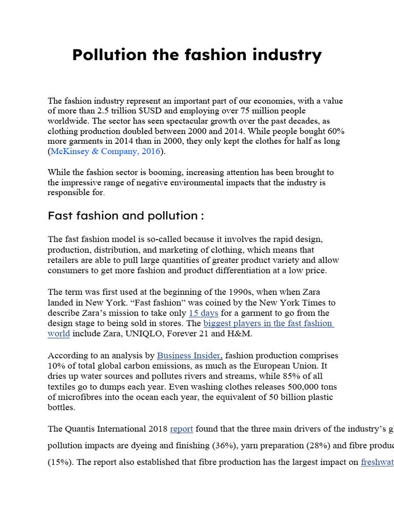 Fast Fashion's Environmental Impact | PDF | Water | Dyeing