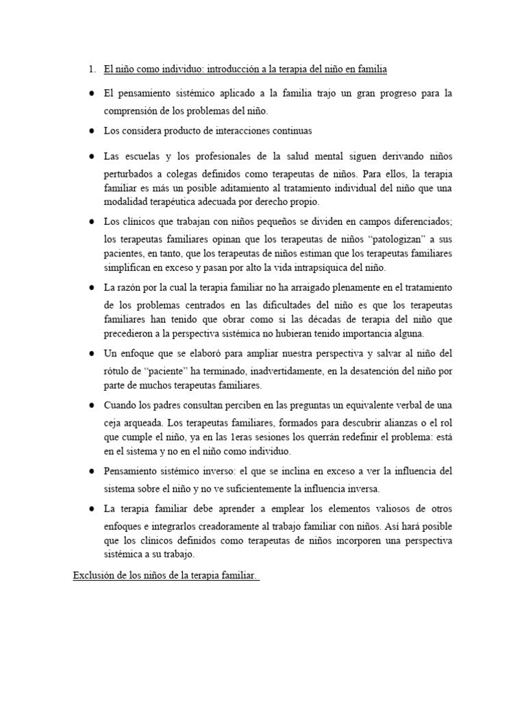 Resumen Texto Watchel, E. (1997) - La Clínica Del Niño Con Problemas y ...