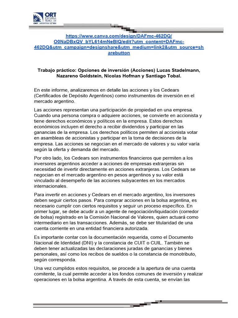 2023 TP Teoría - Acciones | PDF | Compartir (Finanzas) | Inversiones