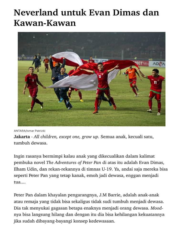 Neverland Untuk Evan Dimas Dan Kawan-Kawan | PDF