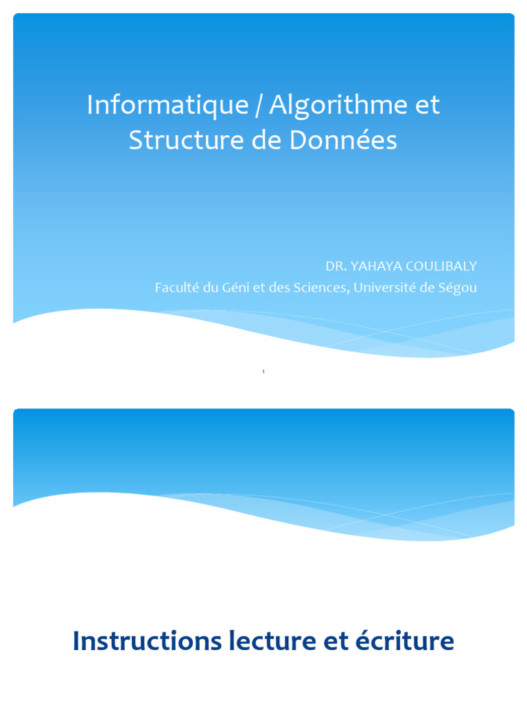 Lecture et Écriture en Algorithmique | PDF | Programme informatique | Programmation