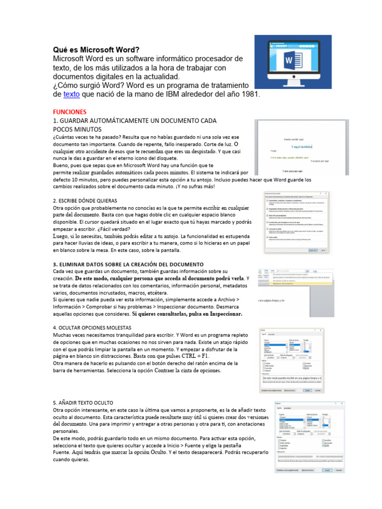 Funciones Clave de Microsoft Word | PDF | Ventana (informática ...