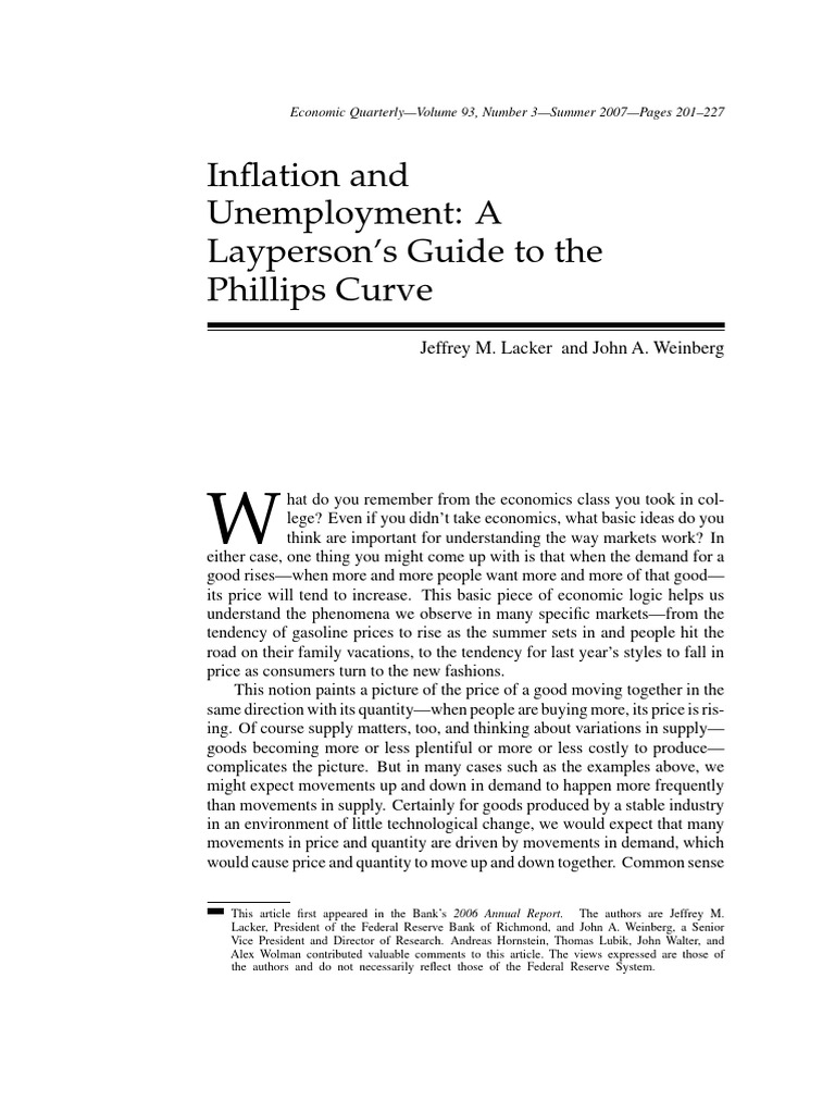A Layperson's Guide To The Phillips Curve | PDF | Phillips Curve | Inflation
