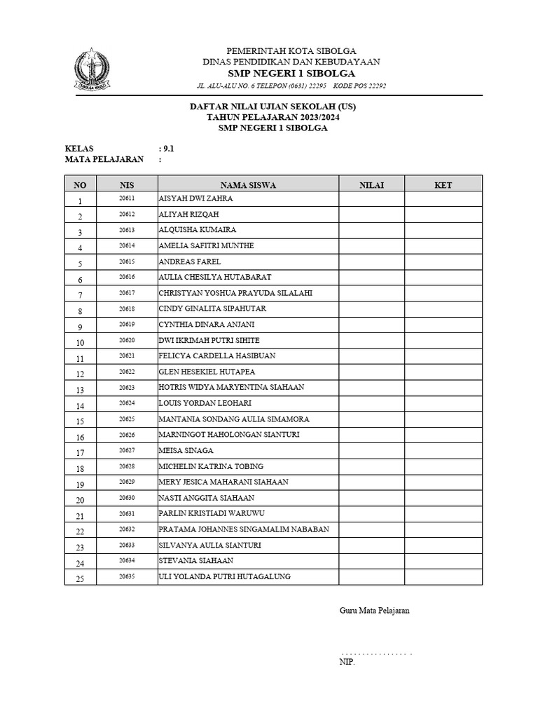 Daftar Nilai | PDF