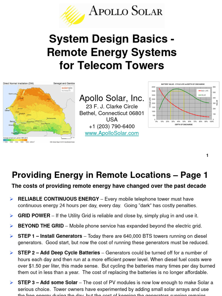 System Design Basics Remote Energy For Telecom Towers | PDF | Solar ...