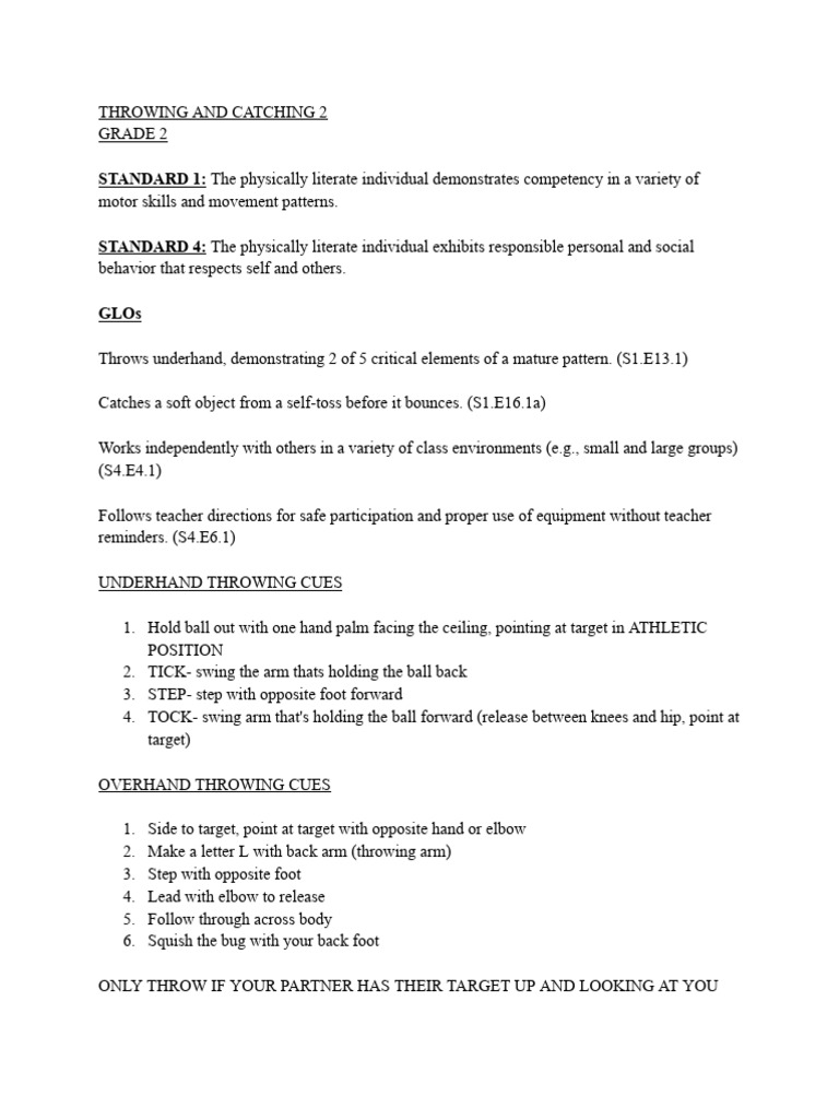 Throwing and Catching Lesson | PDF | Throwing | Elephant