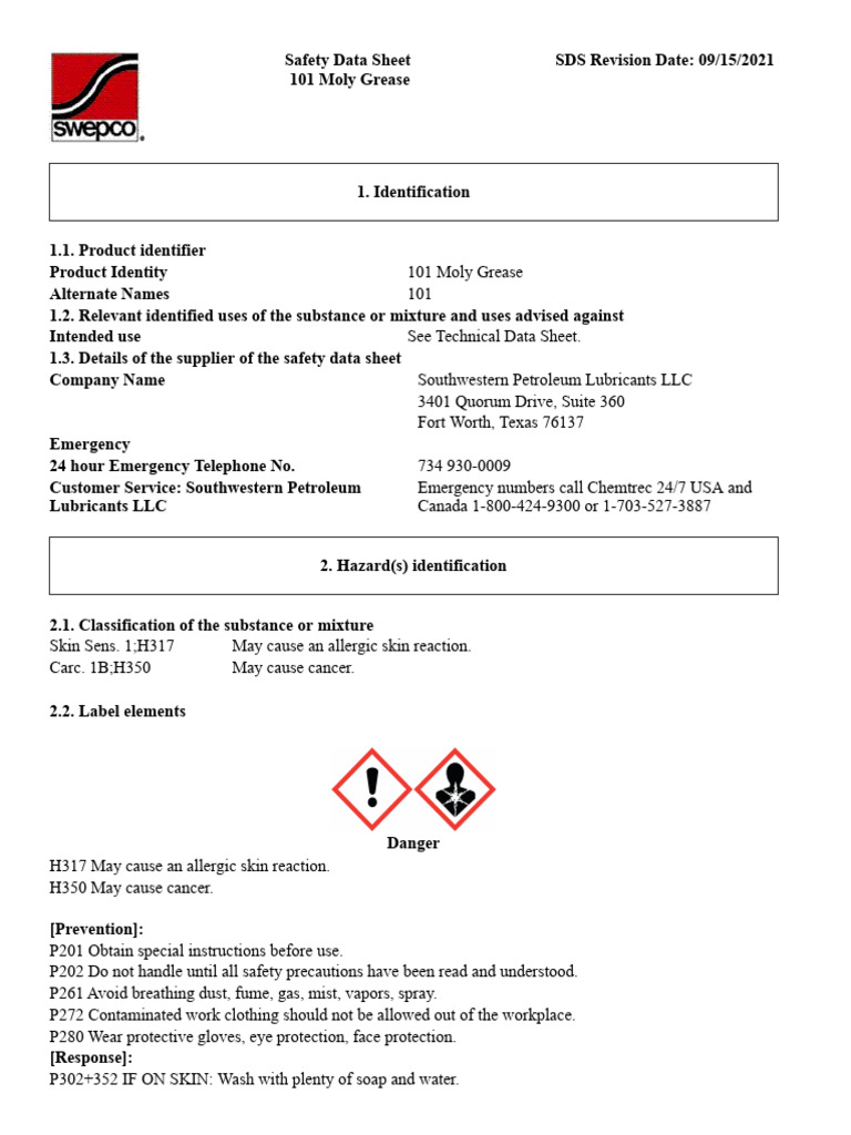 Industrial Grease Safety Guide | PDF | Toxicity | Solvent
