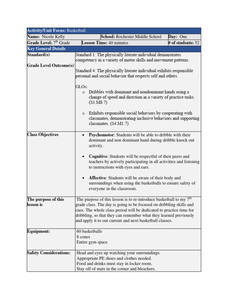 Basketball Observation | Download Free PDF | Physical Education ...