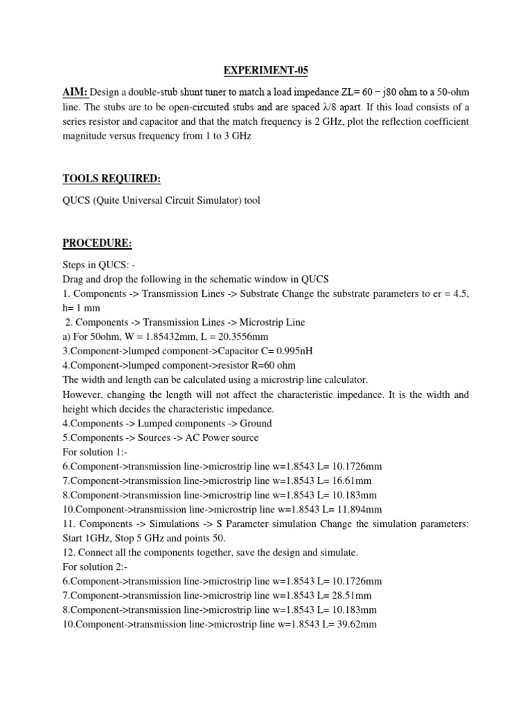 Double Stub Matching Network | PDF | Electronic Filter | Filter (Signal ...