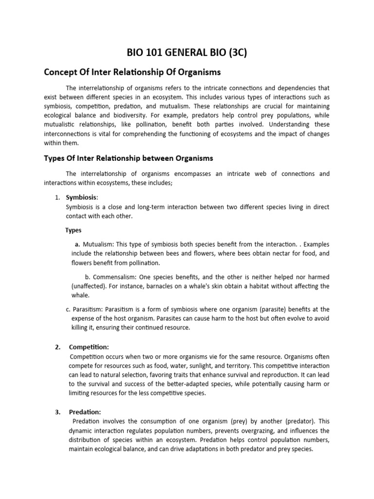 Interrelationships of Organisms in Ecosystems | PDF | Ecology | Ecosystem