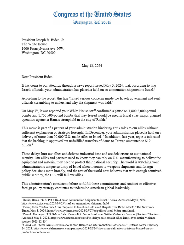 POTUS / Israel Letter | Download Free PDF | Joe Biden | Israel