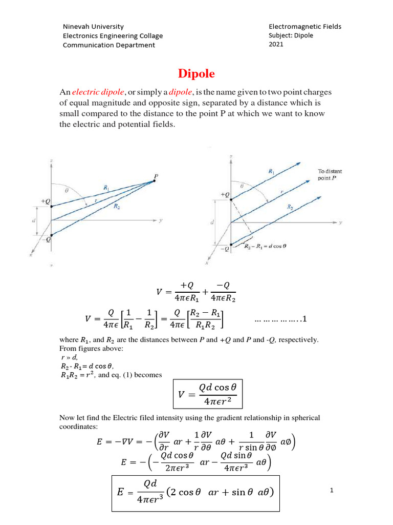 Dipole 21 | PDF | Dipole | Electromagnetic Field