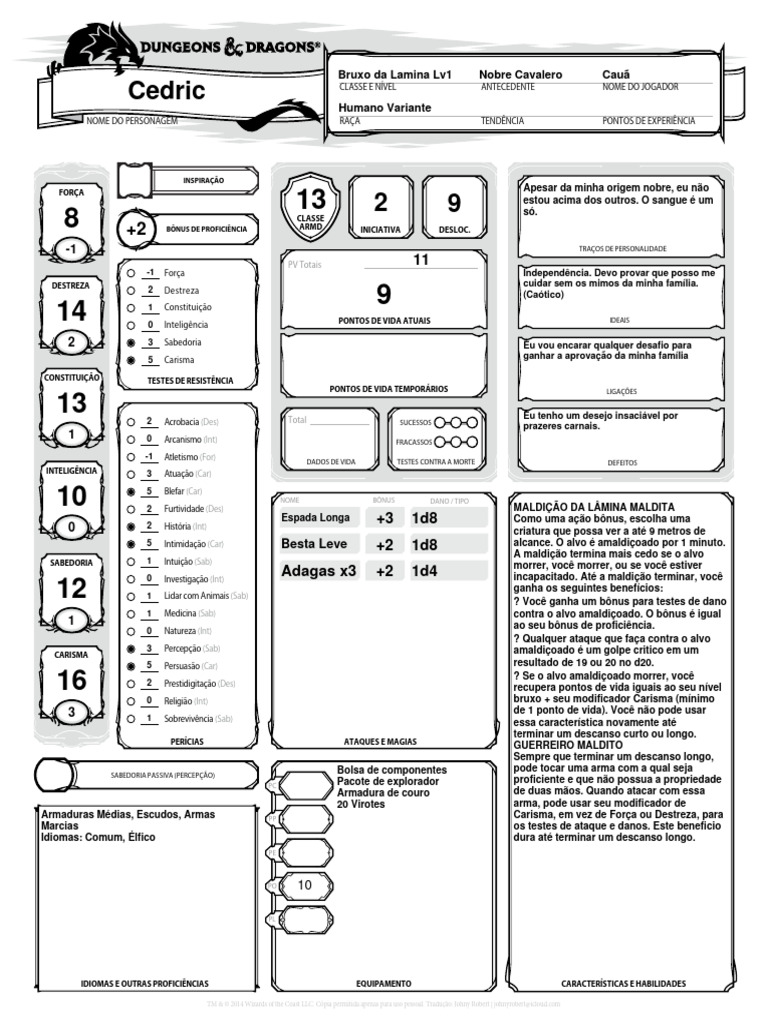 Ficha Cedric | PDF