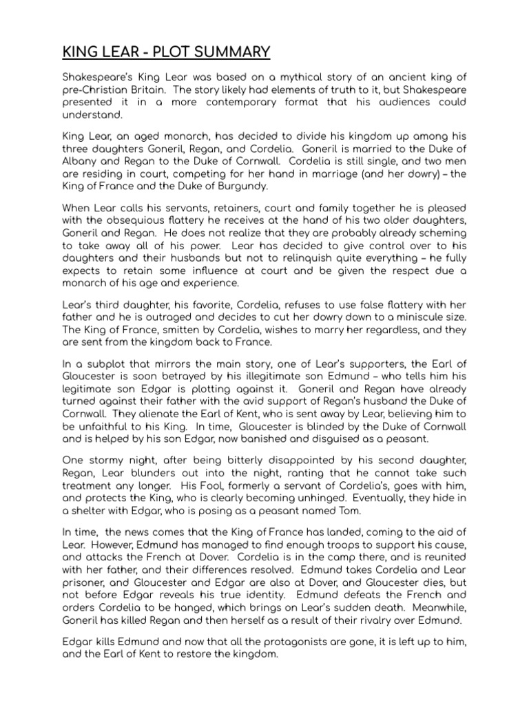 King Lear worksheet | PDF | King Lear | Shakespearean Tragedies