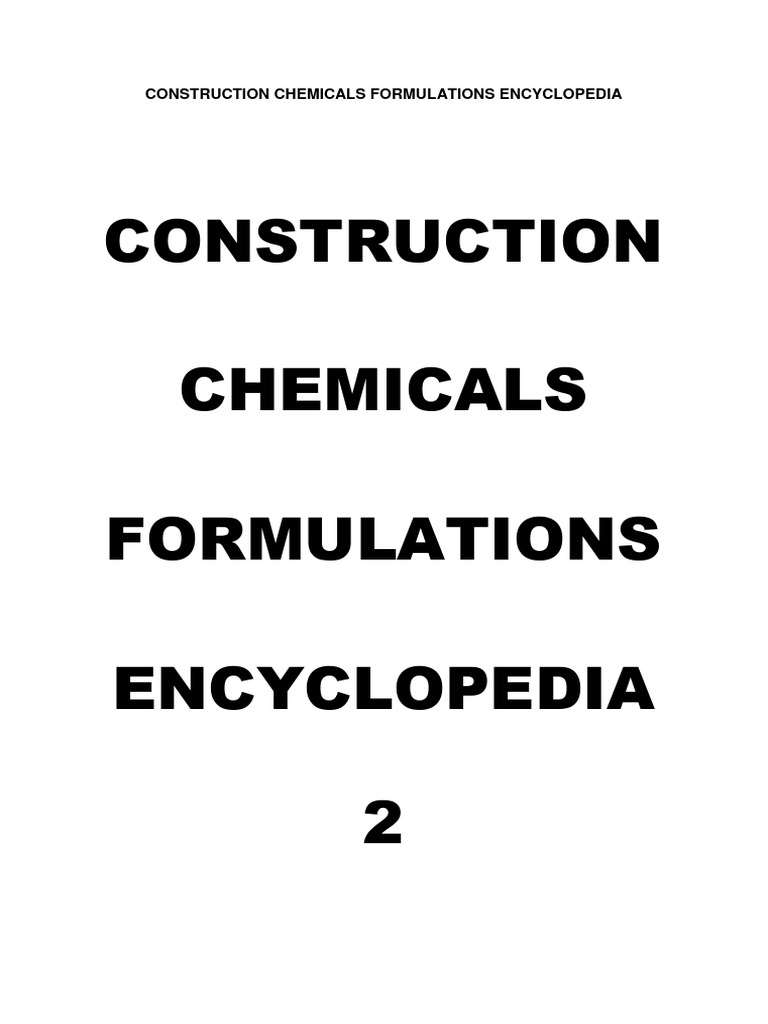 Construction Chemicals Formulations Encyclopedia 2 e Textbook | PDF | Epoxy | Lamination
